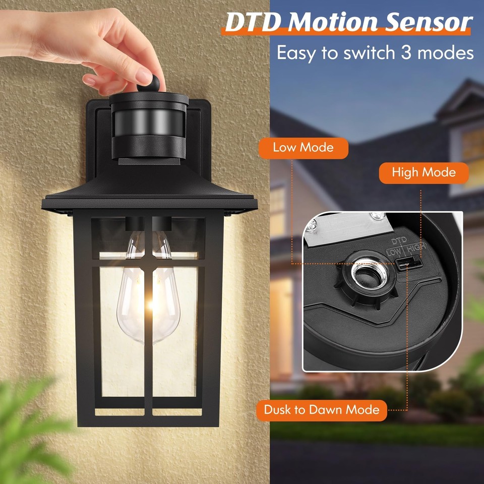 Outdoor Light Fixture Motion Sensor, 2-Pack Exterior Motion Sensor ...