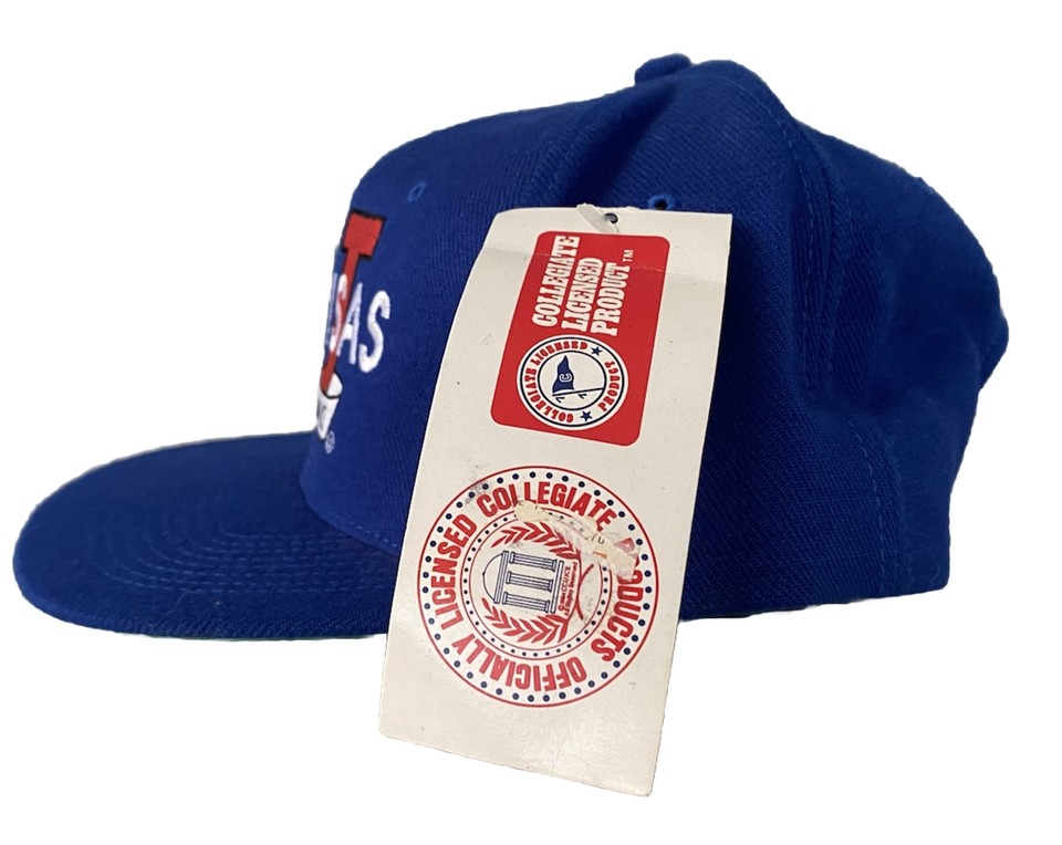 Vintage Kansas Jayhawks Hat Blue Snapback Cap 90s NOS New Old Stock ...