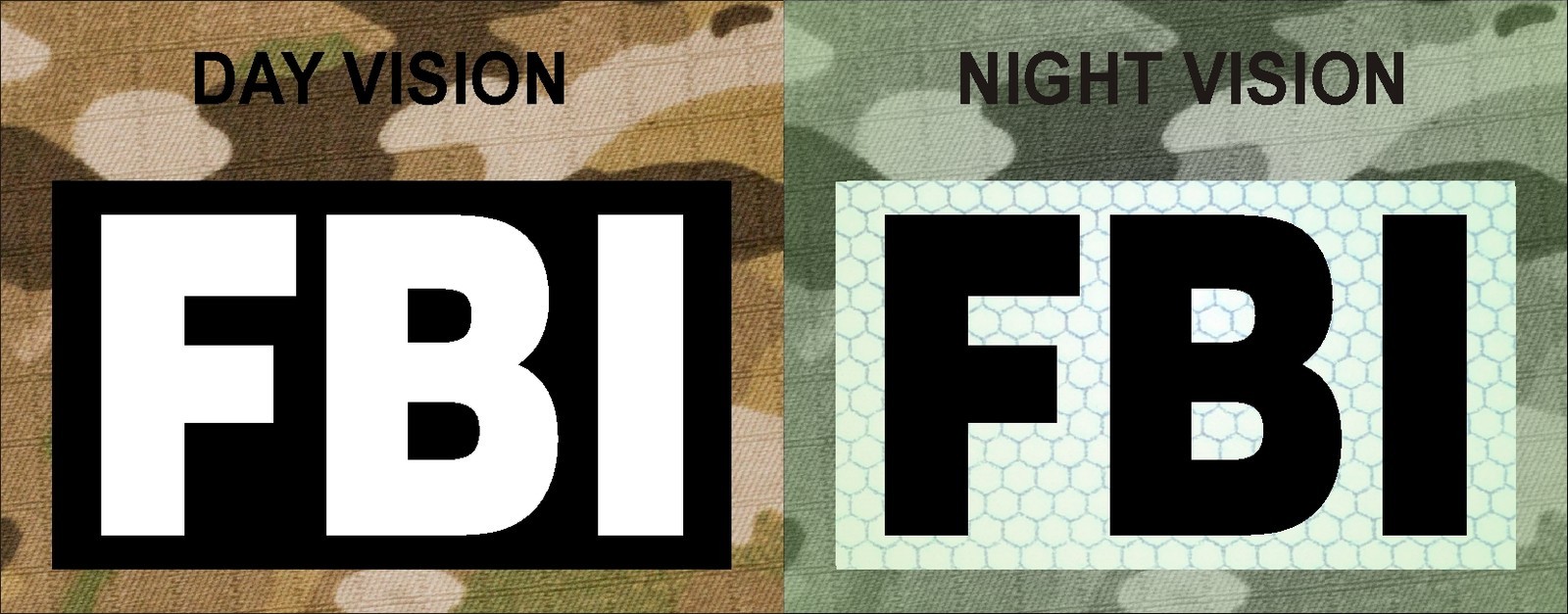 FBI WHITE ON MAGIC BLACK IR solasX PATCH 2ND 3.5"X2" WITH VELCRO® BRAND ...