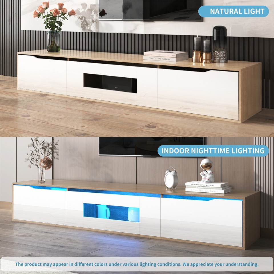 180cm TV Stand Cabinet Unit High Gloss Front MDF Entertainment LED ...