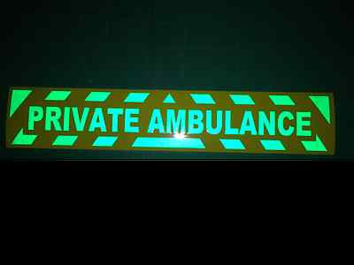 REFLECTIVE HI VIZ PRIVATE AMBULANCE MAGNETIC SIGN OR STICKER CHEVRONS ...