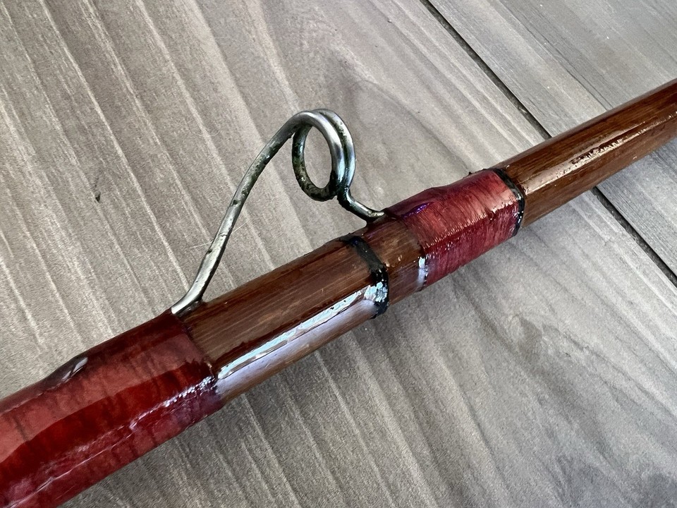 Vintage Split Cane Bamboo Big Game Conventional Fishing Rod w/ Spiral ...