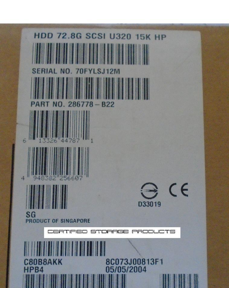 New HP 72.8GB 15K Ultra320 Hard Drive 3R-A3851-AA U320 SCSI 286778-B22 ...