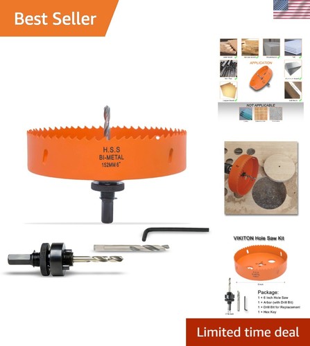 6'' Bi-Metal Hole Saw with Fast Chip Removal - Ideal for Metal & Wood ...