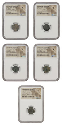 Lot of 5 Roman Governors of Judaea: AD 59-62 AE Prutah NGC F Porcius ...