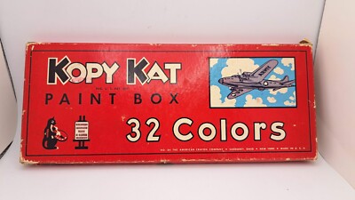 Vtg Kopy Kat Paint Box 32 Colors Watercolor Army Plane Graphic ...