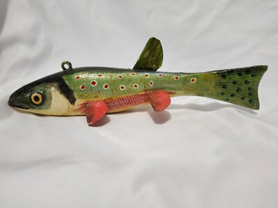 Tom Singleton Hand Carved & Painted Wood Trout Fish Decoy 10 inches | eBay