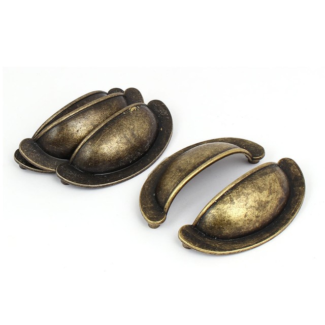 Cabinet Drawer Alloy Shell Shaped Pull Handles Bronze Tone 80x32x24mm ...