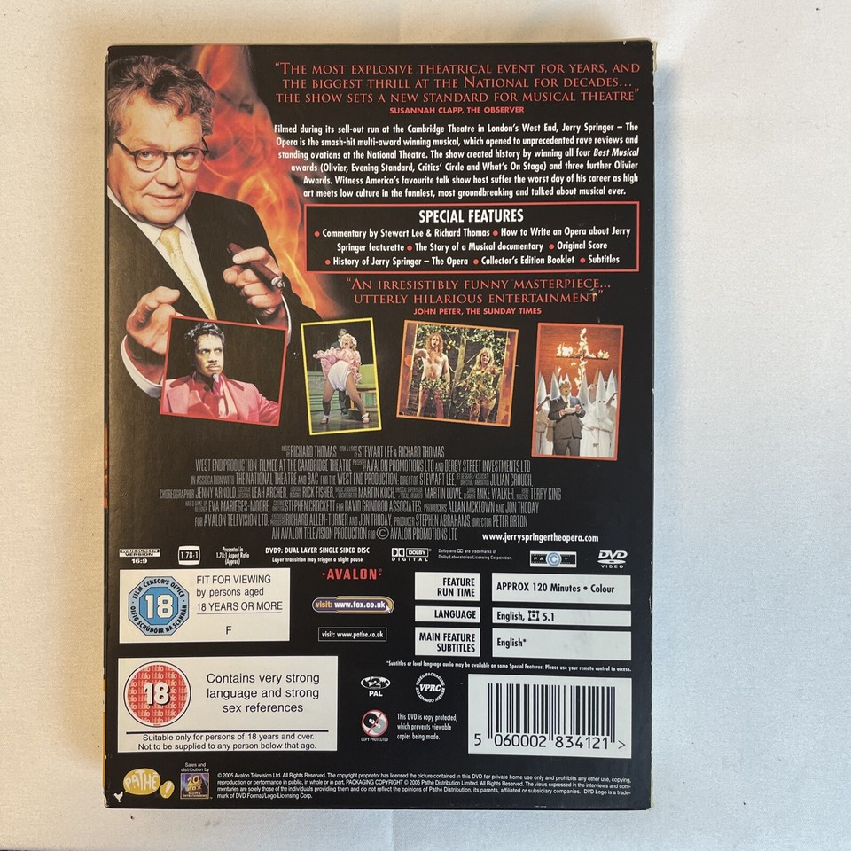 Jerry Springer: The Opera DVD (2005) David Soul cert 18 | eBay