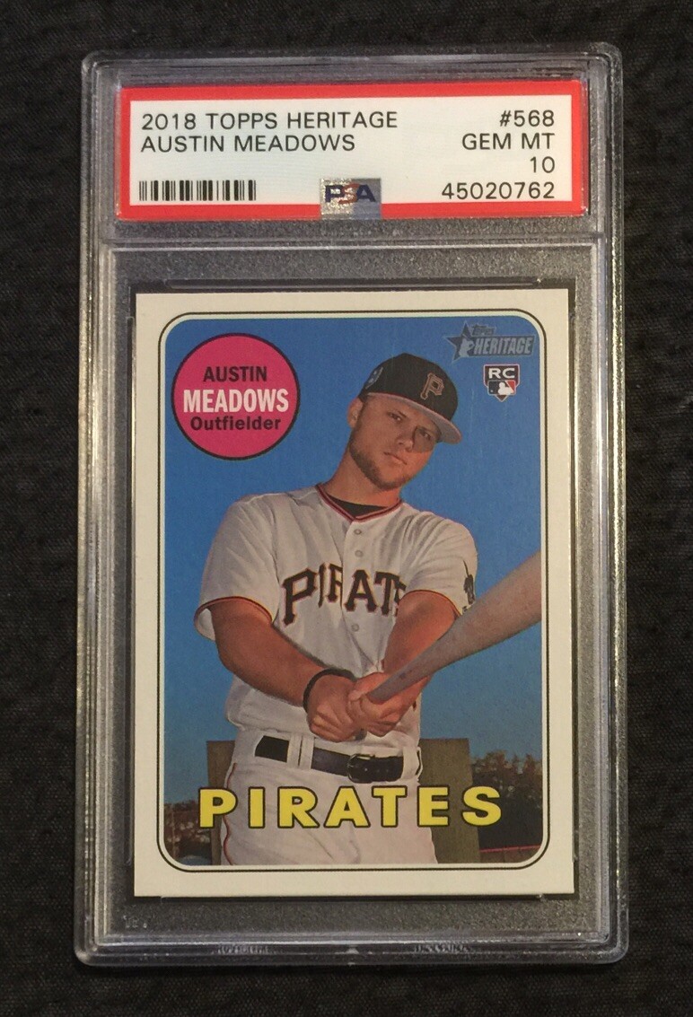 2018 Topps Heritage #568 AUSTIN MEADOWS Rookie Card RC PSA 10 Gem Mint ...