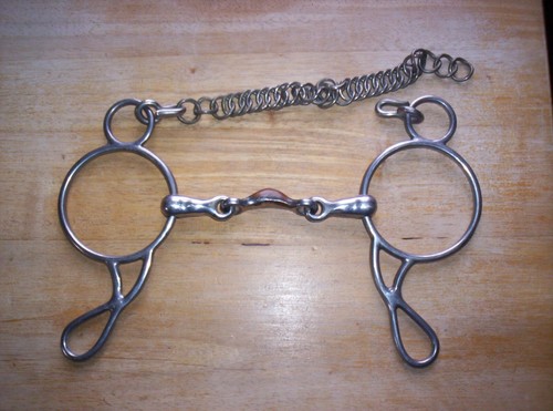 Used Sliding Gag Snaffle Bit Double Jointed Half Moon Copper Link 5 ...