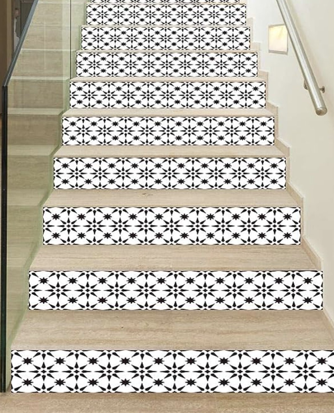 13-Piece STAIR RISER Black & White STAR Pentacle STICKERS Vinyl DECALS ...