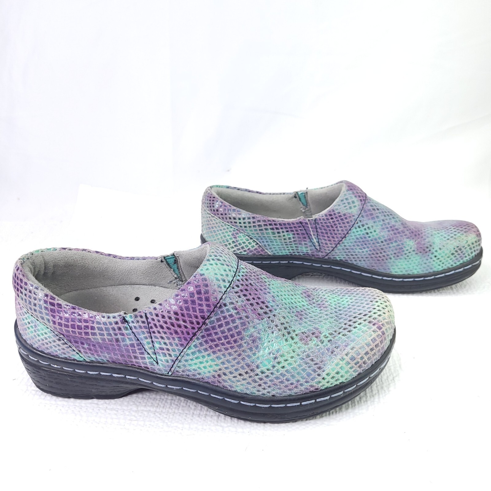Klogs Snake Print Embossed Leather Slip On Clogs Nurse Comfort Shoes ...
