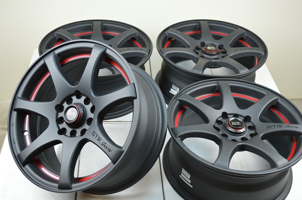 Set of 4 New 17x7.5 DDR ZK15 Matt Black Red Cut 17" Wheels Rims 5x100 ...