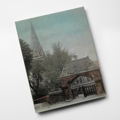 A3 PRINT - Vintage Wales - Llandaff Cathedral and Lych Gate, Cardiff (b ...