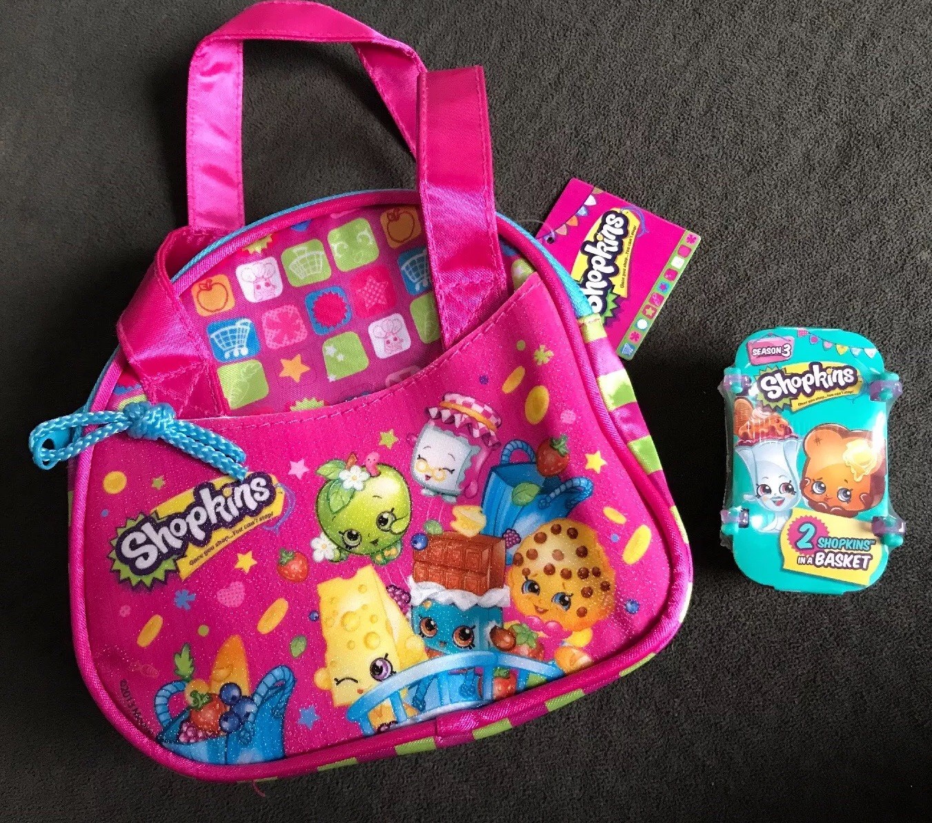 NEW WITH TAGS Shopkins Hand Bag Purse BONUS Season 3 Blind Bag Basket ...