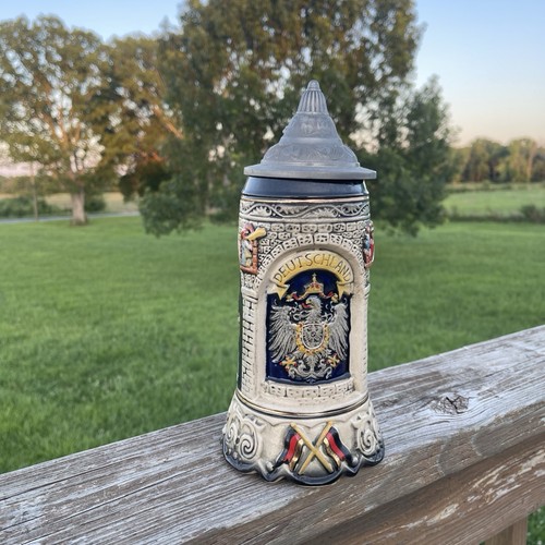 Rustic Deutschland Stein Featuring Germany Cities with embedded Eagle ...