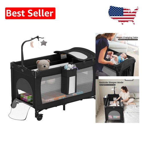 Ultimate Travel Bassinet and Crib with Soothing Toys & Easy Mobility ...