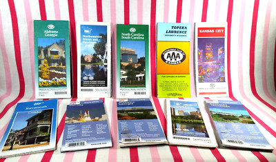Neat Vintage 10pc AAA State Series Colorful Fold Out Travel Maps 1980's ...