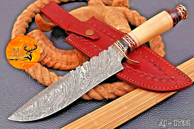 CUSTOM MADE HAND FORGED DAMASCUS STEEL BOWIE HUNTING KNIFE 1732 | eBay