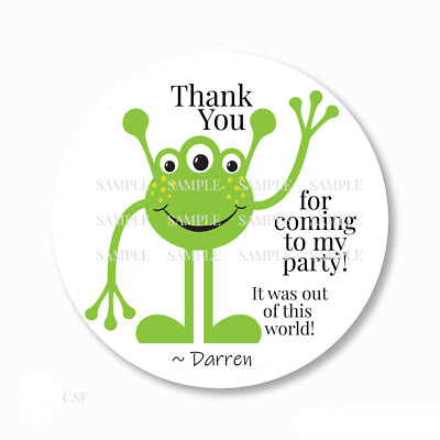 Alien Birthday Favors UFO Alien Thank You Birthday Favors Stickers ...