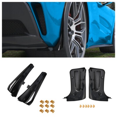 Front Splash Guards + Rear Fender Guard Gloss Black For Corvette C8 Z06 ...