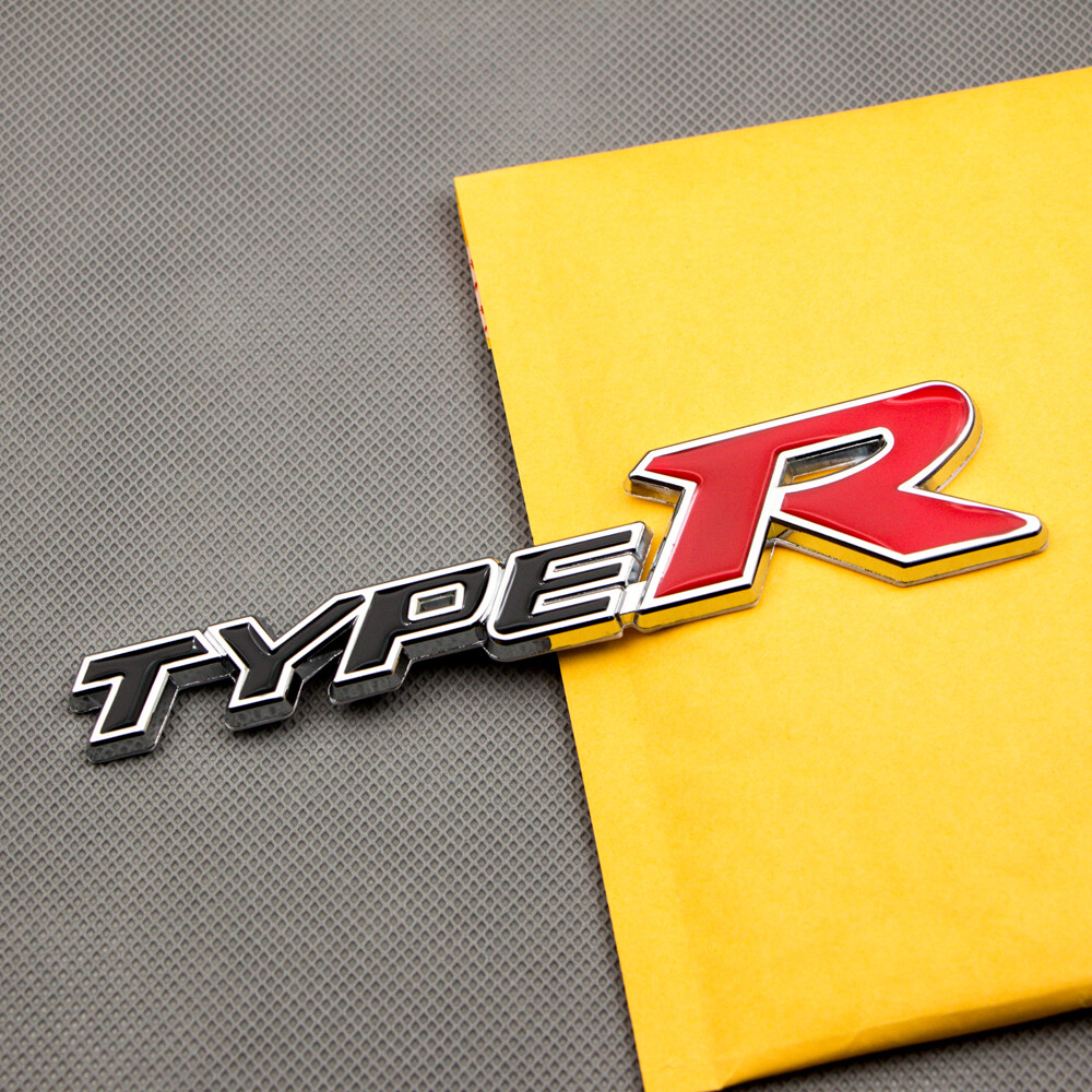 Metal Black & Red Coated Type R Chrome Sport Badge Car Trunk SI Emblem ...