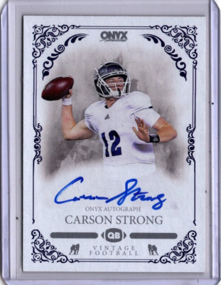 CARSON STRONG 2022 ONYX VINTAGE FOOTBALL #VACS BLUE INK AUTOGRAPH ...