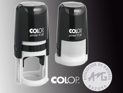 Colop Printer R30 with Personalised 30mm Self Inking Round Circle ...