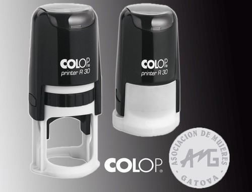 Colop Printer R30 with Personalised 30mm Self Inking Round Circle ...