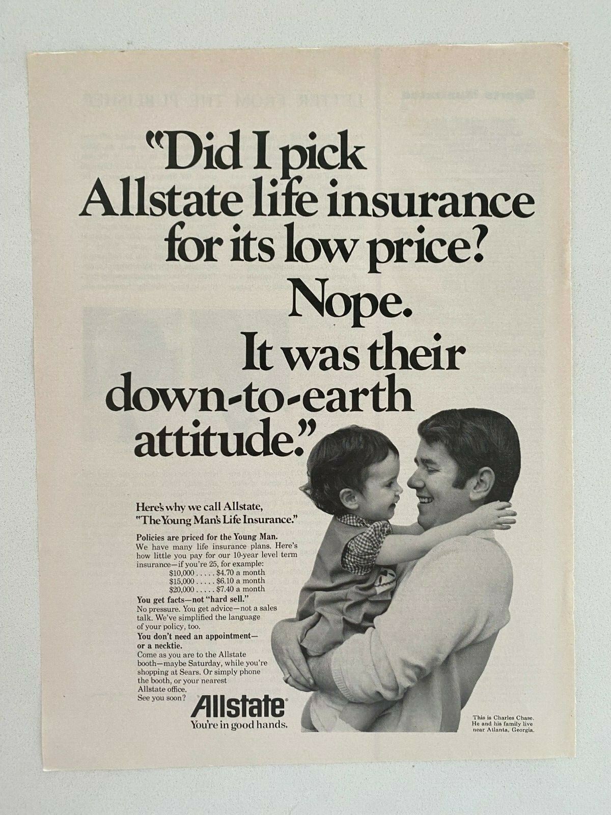 Allstate You're In Good Hands Charles Chase Vintage 1974 Print Ad | eBay