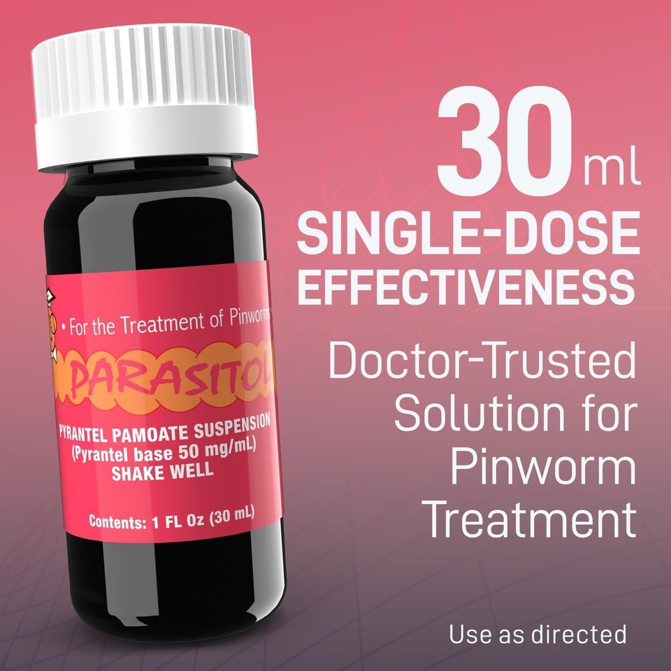 Parasitol Pinworm Dewormer for Humans, 1 Fl Oz (1 Pack) – Pyrantel ...