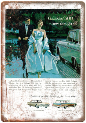Vintage 1962 Ford Galaxie 500 p1 Ad Retro Look Metal Sign A7274 | eBay
