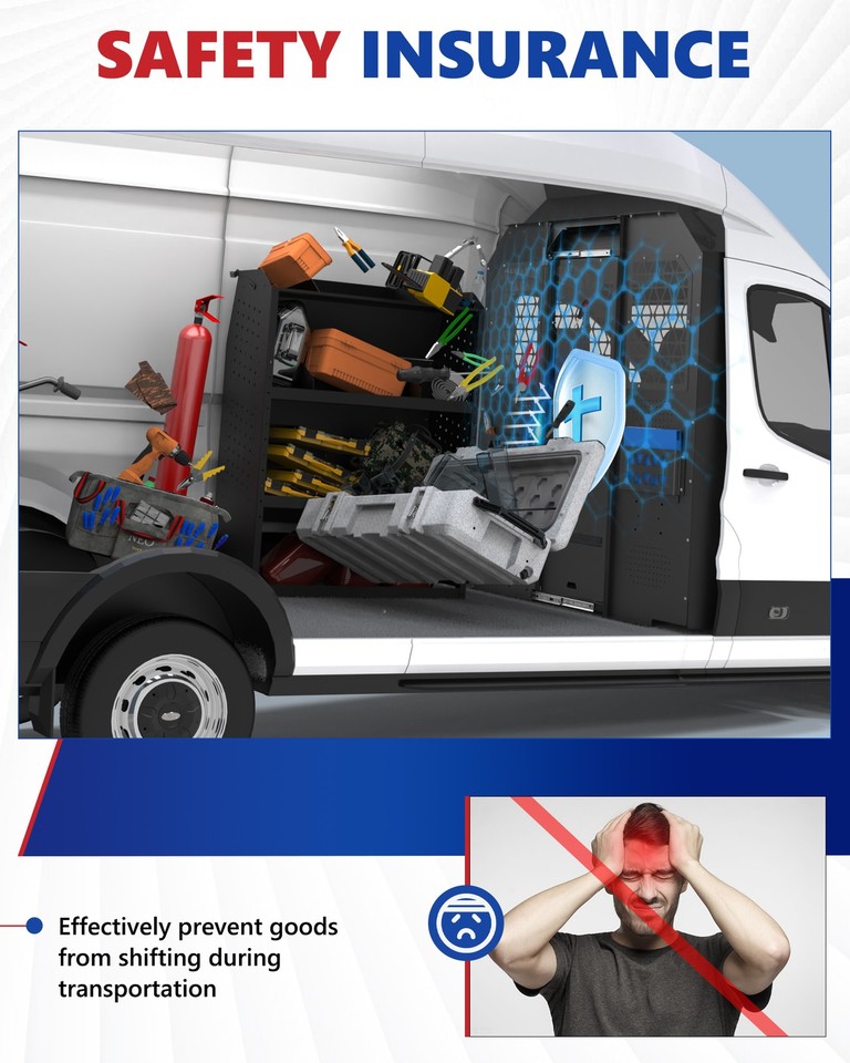 Van Safety Partition Bulkhead for Ford Transit High Roof w/ Mesh & Dog ...