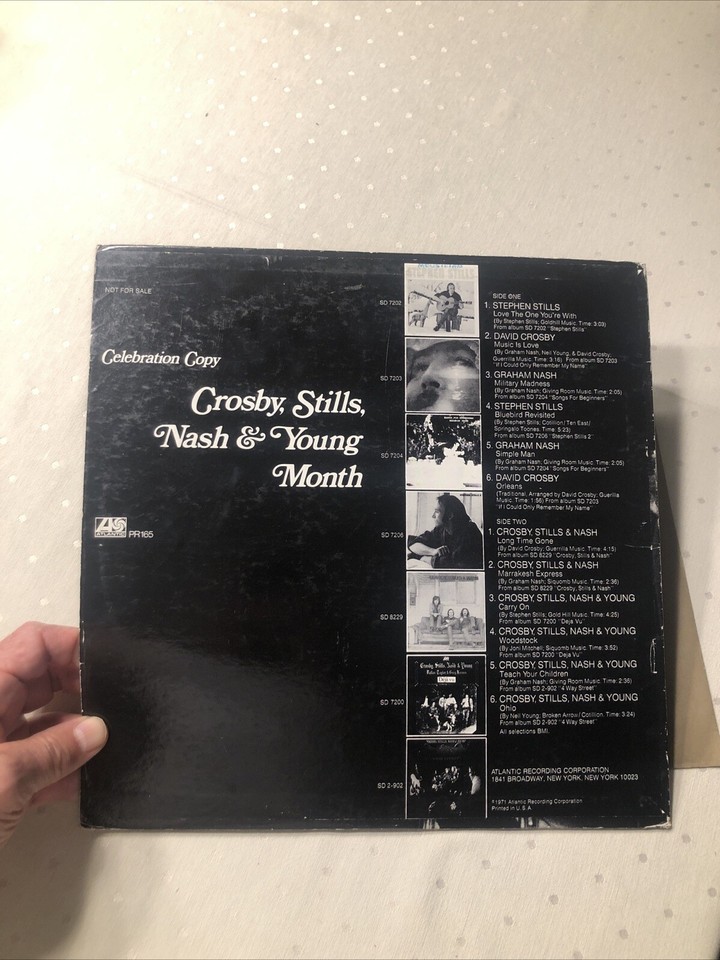 CROSBY, STILLS, NASH & YOUNG Celebration Copy WHITE LABEL PROMO 1971 PR 165 | eBay