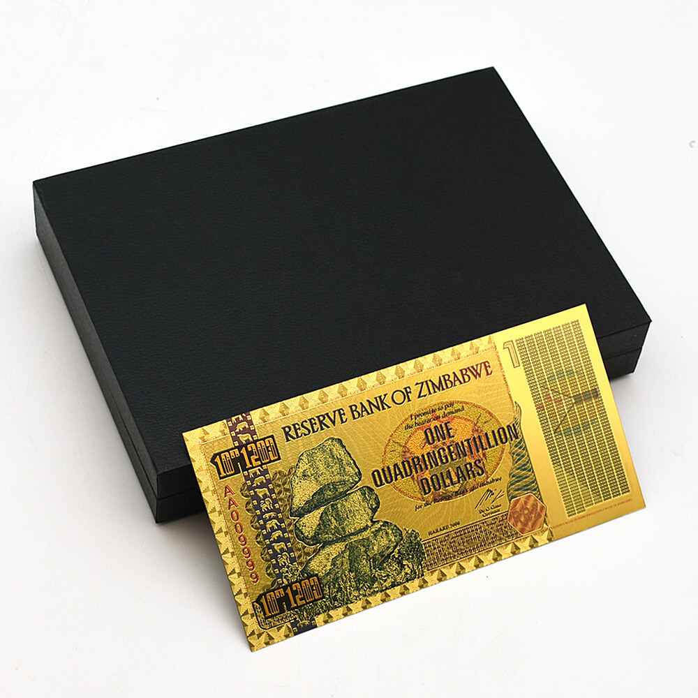 50pcs Zimbabwe Gold Foil Banknotes One Quadringentillion Dollars with ...