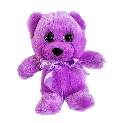 First & Main Purple Teddy Bear Plush Stuffed Animal 8 Inch Glitter Eyes ...