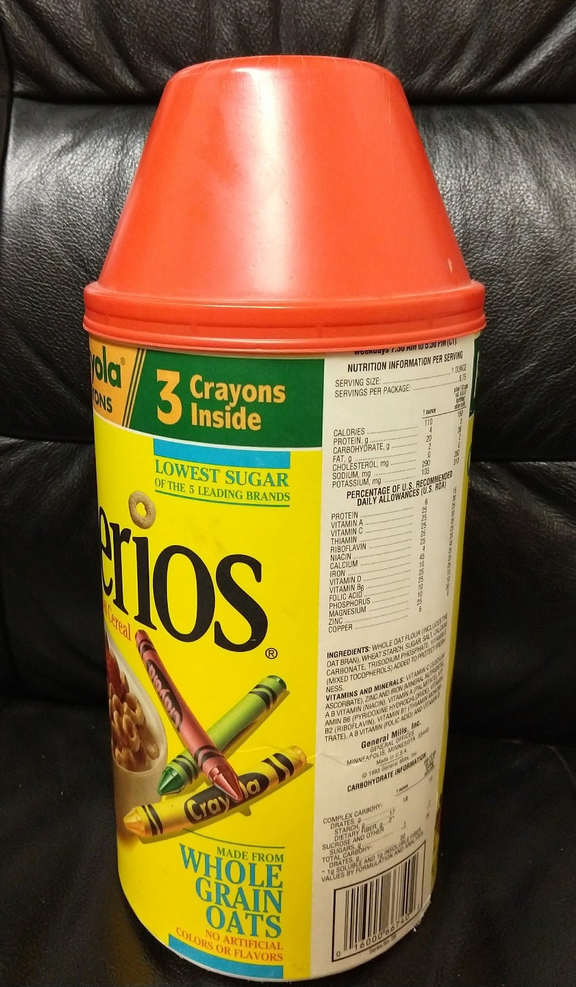 Vntg Cheerios Cereal Box Tube Container 1993, Crayola Advertising, W ...