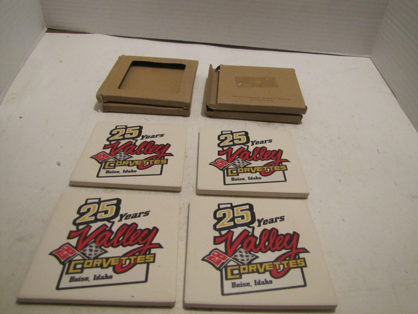 LOT OF 4 25 YEARS OF VALLEY CORVETTE BOISE, IDAHO COASTERS IN BOXES USA ...