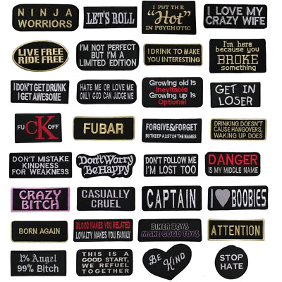 Biker Quote Slogans Iron On Patch- Funny Words Applique Badge Sew ...