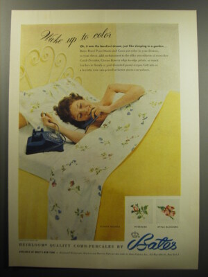 1957 Bates Flower Shower Sheets and Cases Ad - Wake up to Color | eBay