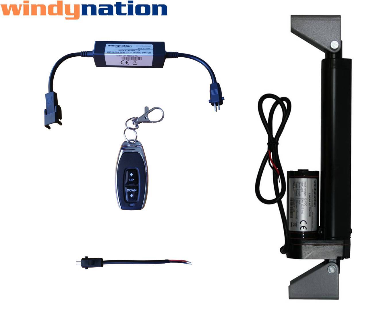 WindyNation 12 Volt Linear Actuator + Power Supply + Remote Control ...