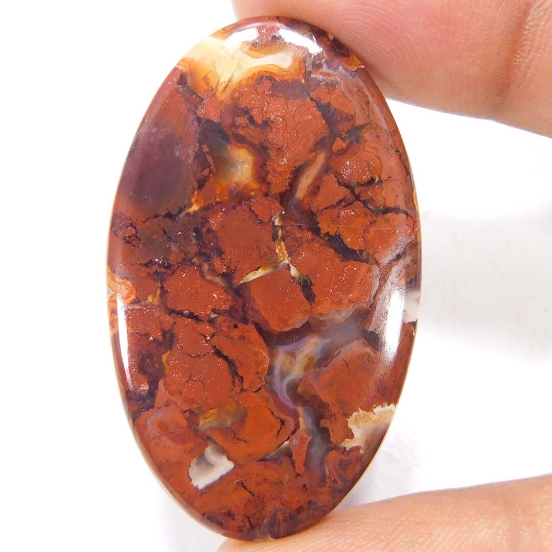 40.60Cts. Natural Unique Red Moroccan Seam Agate Oval Cabochon Loose ...
