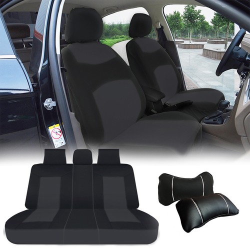 Black Full Car 5 Seat Covers Semi-Custom Fabric Compatible for Subaru ...