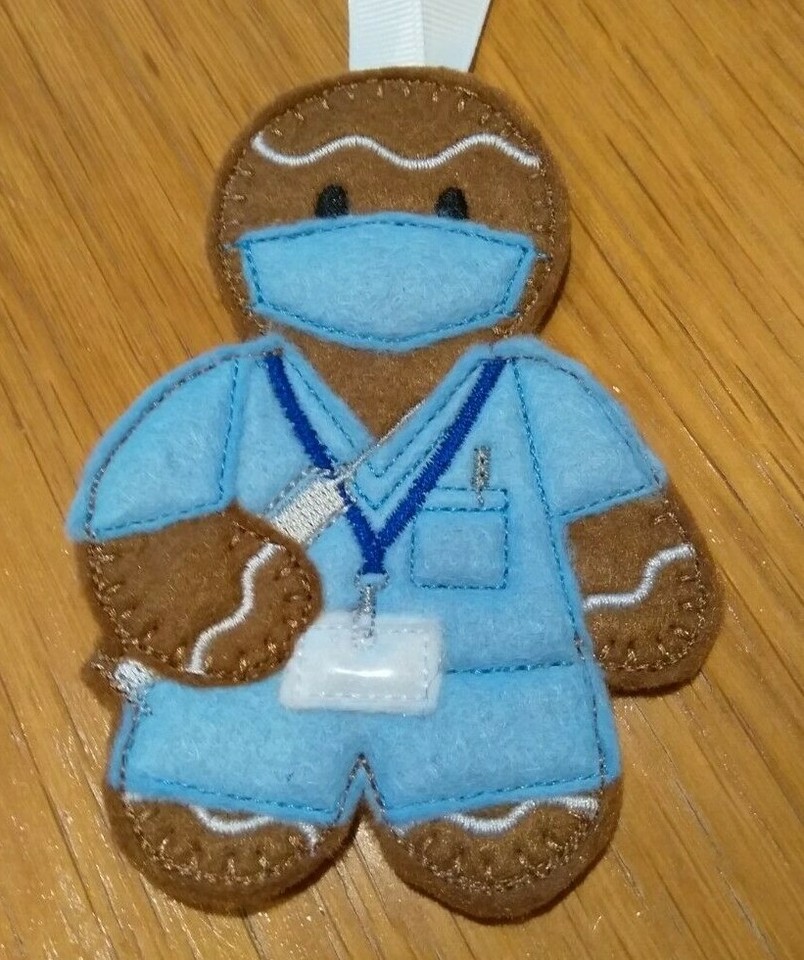 Embroidered Gingerbread Man Decoration ~ Medical Nurse Doctor Paramedic ...