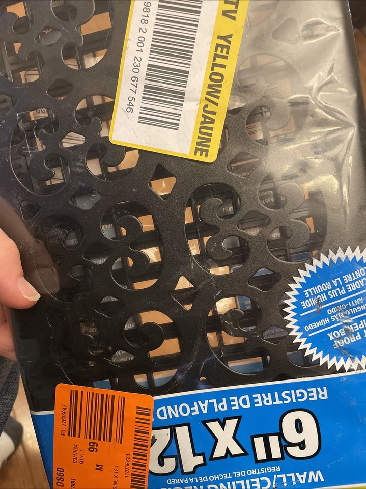 Decor Grates 12 in. x 6 in. Cast-Iron Black Steel Scroll Wall Ceiling ...