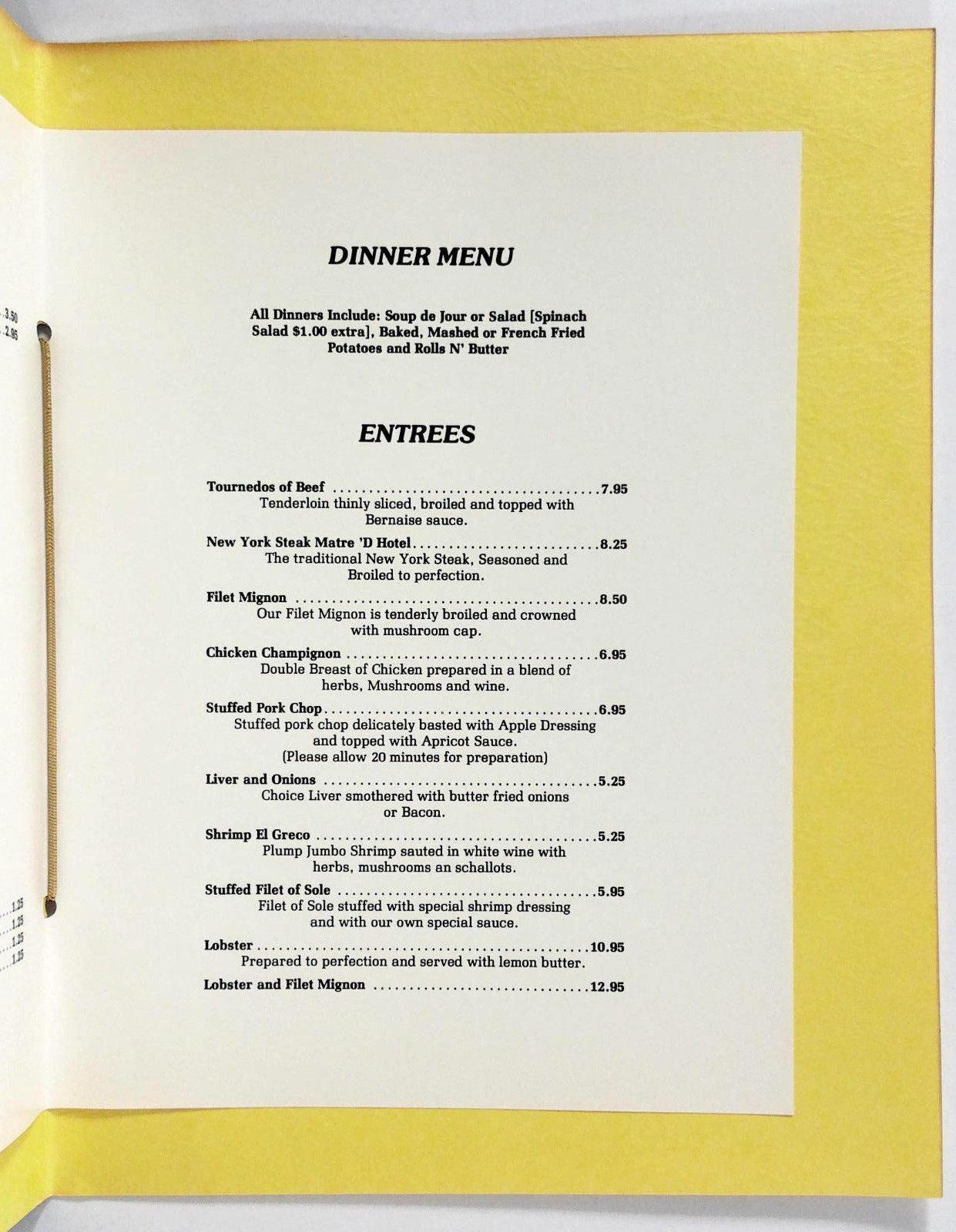 1970's Vintage Brunch & Dinner Menu Combo THE OFFICE Restaurant Sherman ...