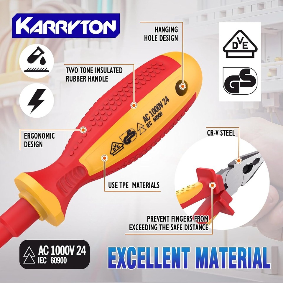 14PC 1000V Insulated Electrician Tool Set,VDE Certified Electrical ...