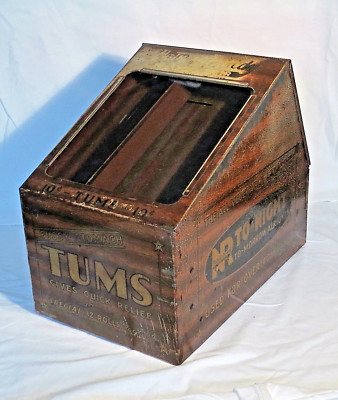 Antique Tin Tums Countertop Advertising Store Merchandise Dispencer ...