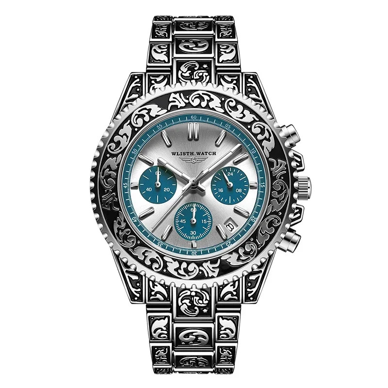 WLISTH.WATCH Vintage Engraving Quartz Multi-function Men's Watch | eBay